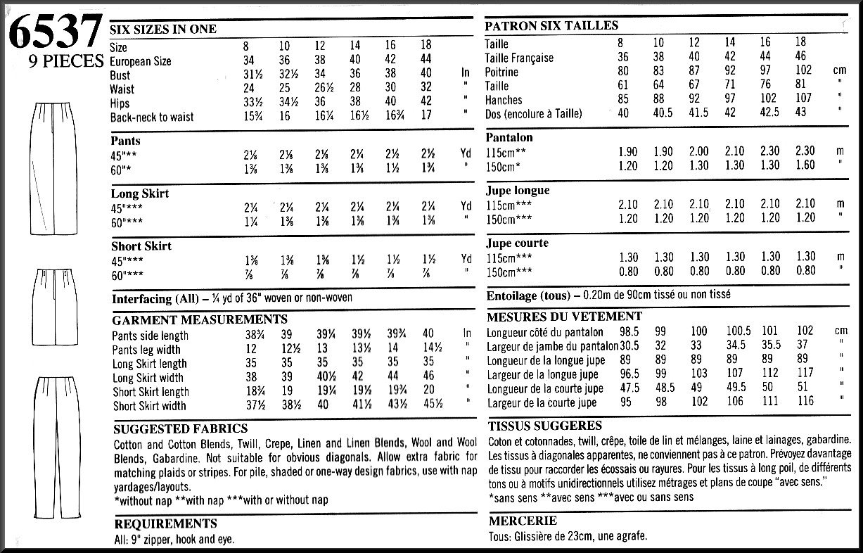 Elegant Women's Trousers Pants Skirt Sz 8-18 Uncut New Look 6537 Chic ...