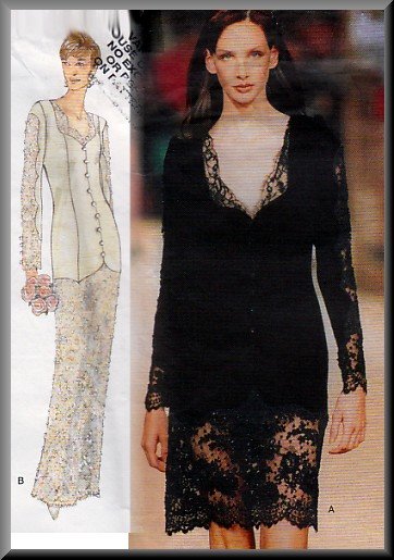 Edgy Lace Emanuel Ungaro Dress Sz 6-10 Vogue Sewing Pattern 2062 Retro ...