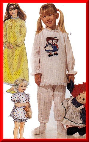 Girl's Old-Fashioned Pajamas Nightgown Sz XS McCall's Sewing Pattern ...