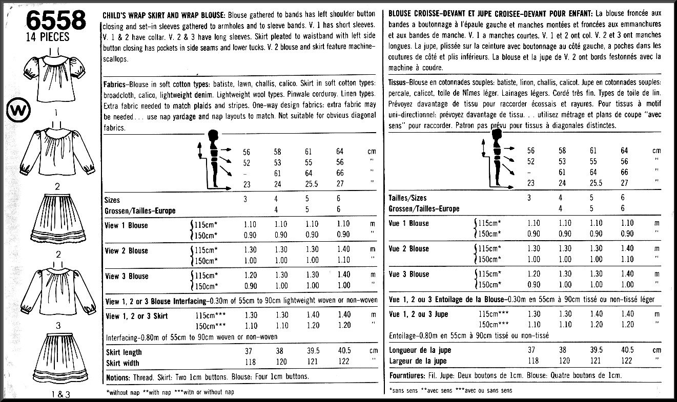 Simplicity Sewing Pattern 6558 Sz 6 Retro Girls' Puffy Wrap Blouse Yoke ...