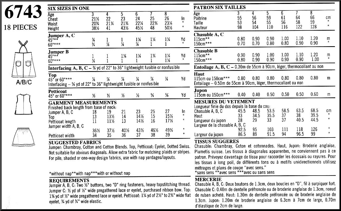 New Look Sewing Pattern 6743 Sz 3-8 Girls' Casual Summer Jumper Dress ...