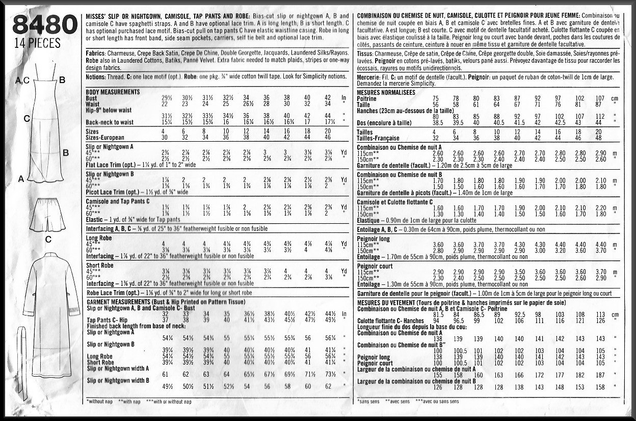 Simplicity 8480 CUT Sewing Pattern Sz 12 Misses' Sleepwear Lounge Wear ...