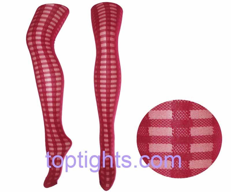 Red Tartan Sheer Opaque Pattern Print Pattern Tights