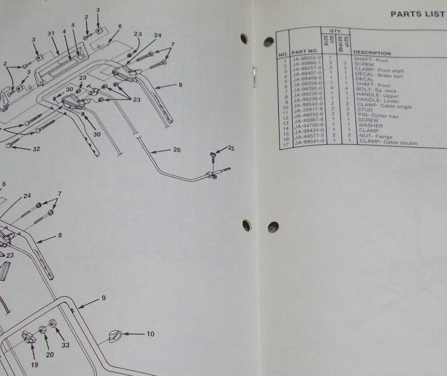 Homelite Jacobsen Parts List 21" Super Bagger Models part no. JA-99018-4