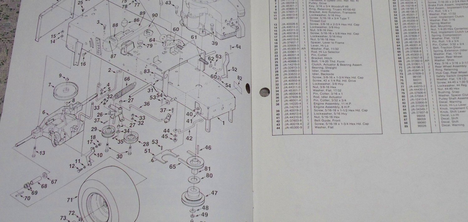 Homelite Jacobsen Parts List LTX Tractors Models LTX 11 LTX 8 part no ...