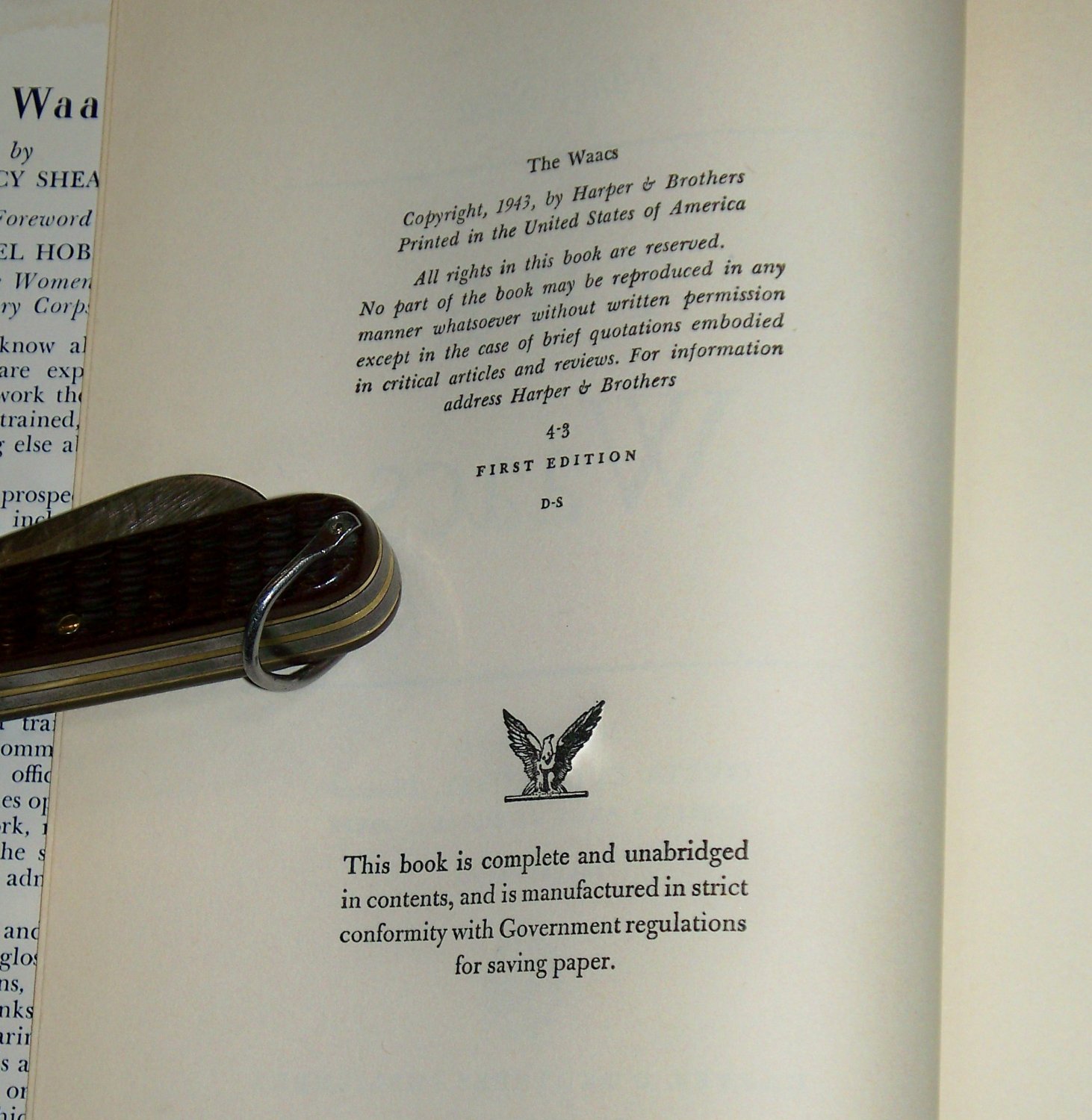 The WAACS by Nancy Shea out of print 1st edition hc/dj book copyright 1943