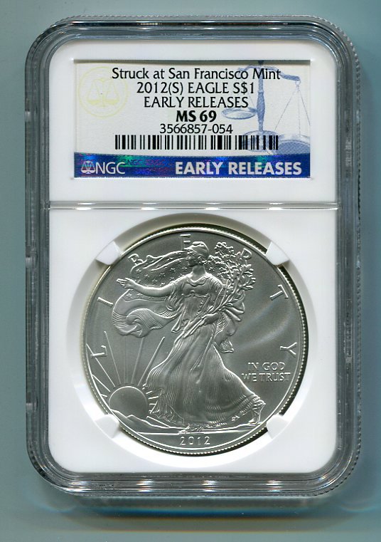 2012(S) American Silver Eagle NGC MS69 San Francisco Mint Label Early Release Wholesale Priced
