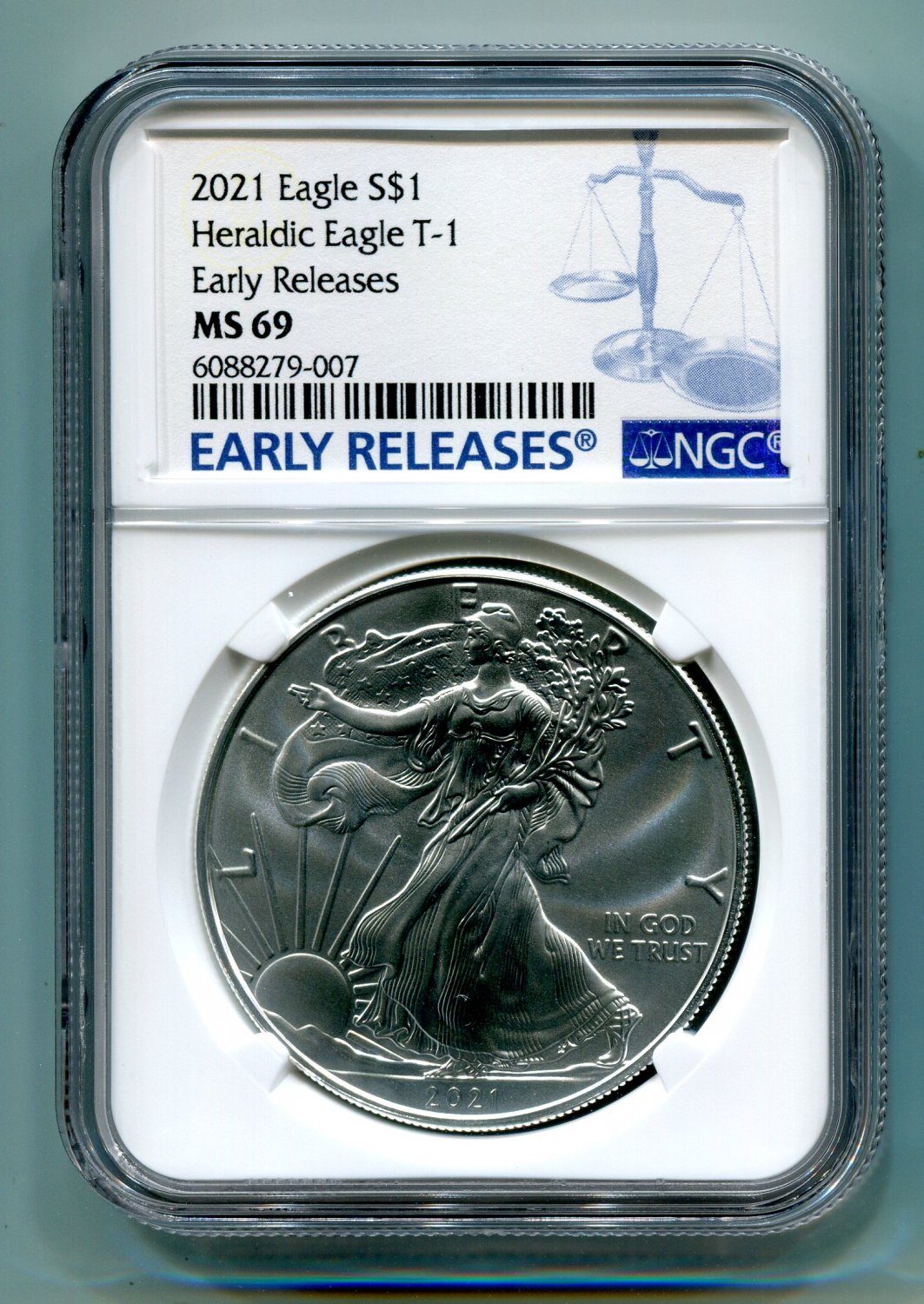 2021 TYPE 1 AMERICAN SILVER EAGLE NGC MS 69 NEW EARLY RELEASES BLUE LABEL