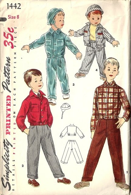 Boys 50s Jacket, Hat, Pants Sewing Pattern Simplicity 1442 Size 8