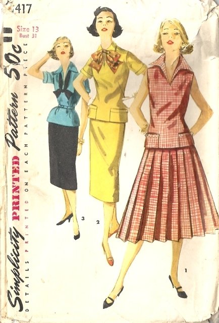 Misses 50s Two Piece Dress Sewing Pattern Size 13 Simplicity 1417
