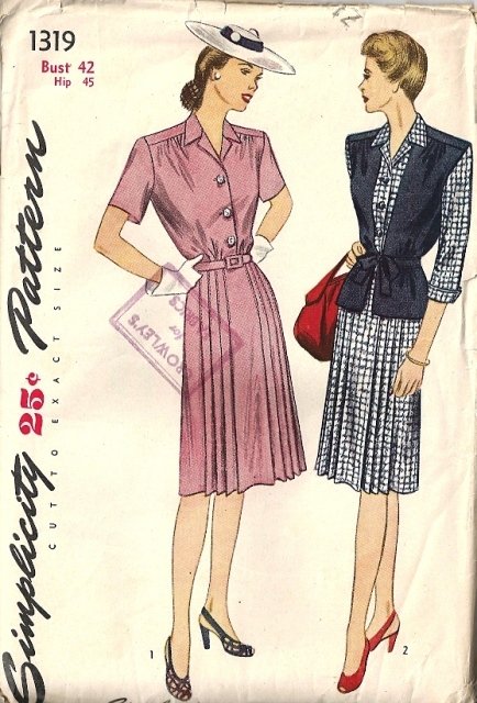 Misses 40s Dress, Jerkin Sewing Pattern Simplicity 1319 Plus Size 42
