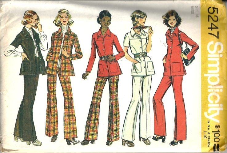 Misses Shirt Jacket Pants 70s Sewing Pattern Simplicity 5247 Size 16