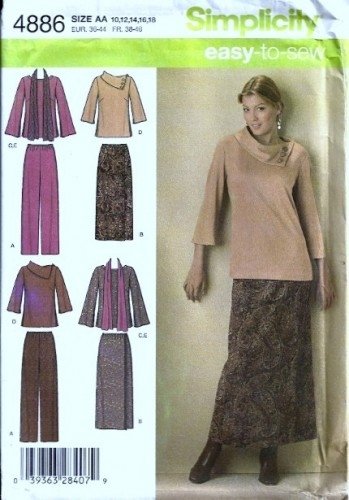 Misses Top, Wrap Skirt, Pant Sewing Pattern Simplicity 4886 Sz 10 - 18