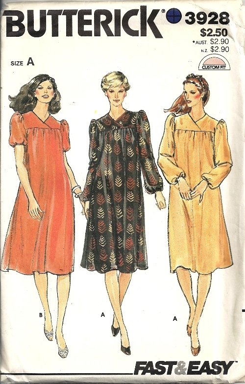 Misses Dress 80s Sewing Pattern Butterick 3928 Size 8, 10, 12