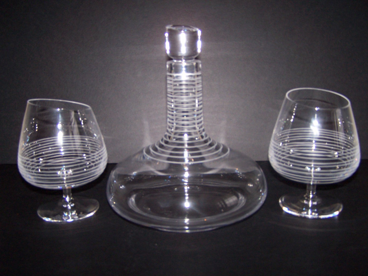 ATLANTIS Crystal Decanter and 2 Cognac Glasses Set New