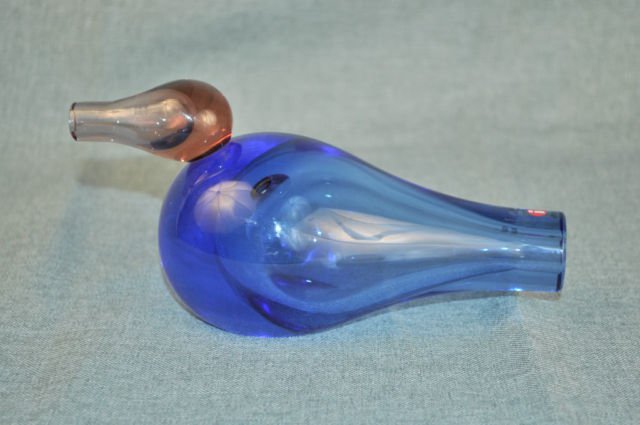 IITTALA Art Glass Circoli Blue Small Bird Vigna Scandinavian New