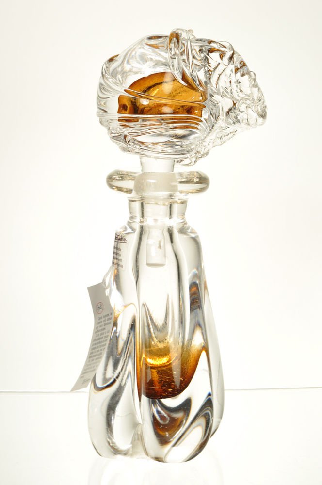 ION TAMAIAN Art Glass Perfume Scent Bottle Tall Dark Amber Romania New