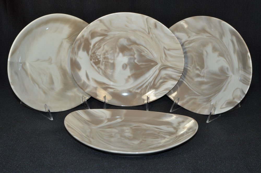 NAMBE Butterfly II Marble Espresso Salad Plate Set/4 New