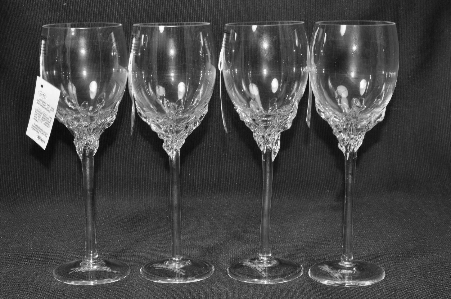 ION TAMAIAN Art Glass Wine Glasses Clear Set/4 Hand Blown Signed ...