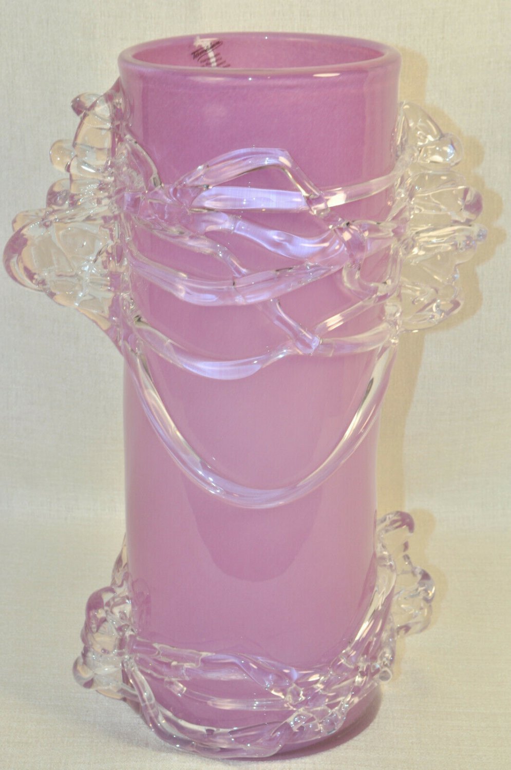 ION TAMAIAN Art Glass Lavender Large Hand Blown Vase Fused Glass ...
