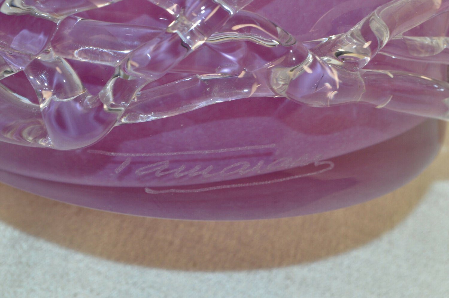 ION TAMAIAN Art Glass Lavender Large Hand Blown Vase Fused Glass ...