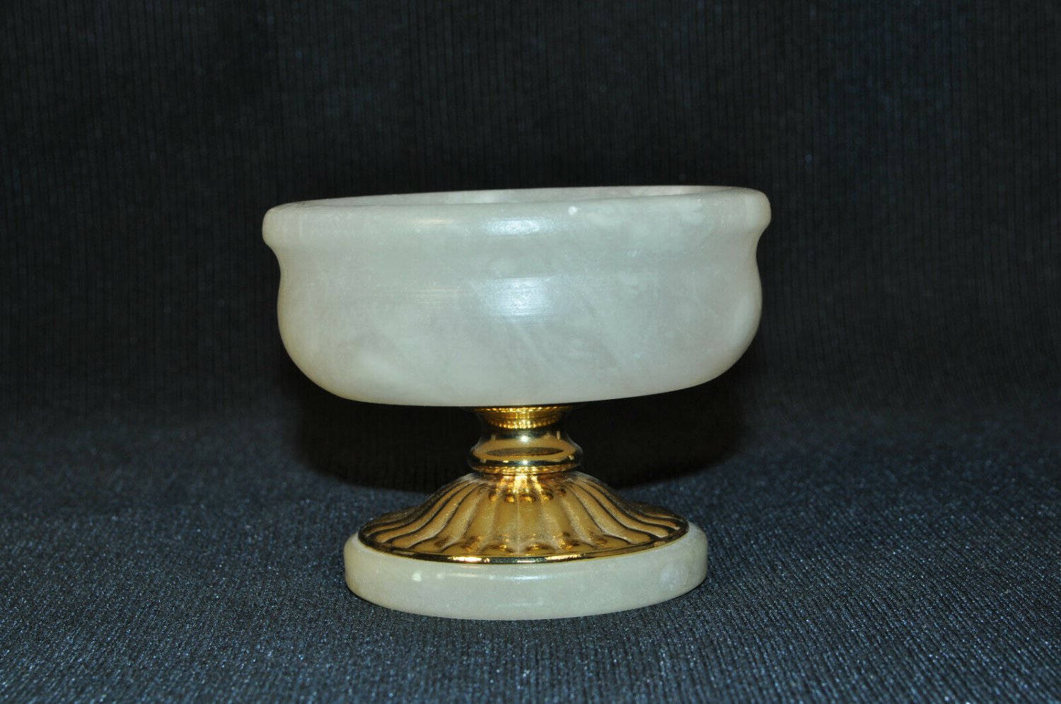LABRAZEL Alabaster Tea Light Holder Gold Metal Foot Italy New