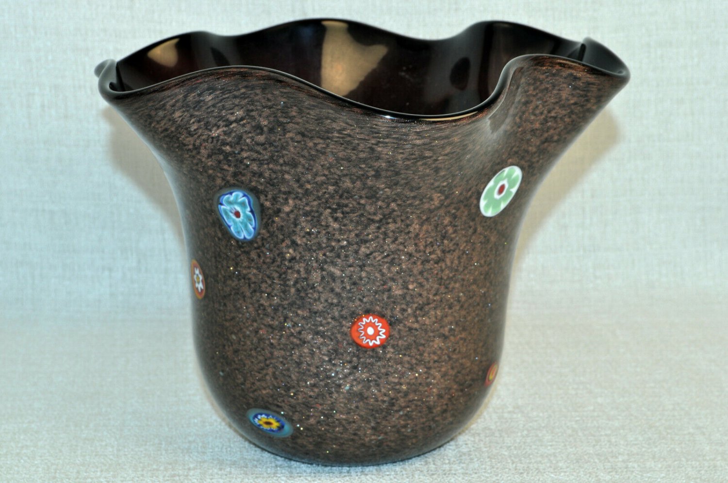 MURANO Art Glass Gambaro & Poggi Handkerchief Murrine Millefiori Black ...