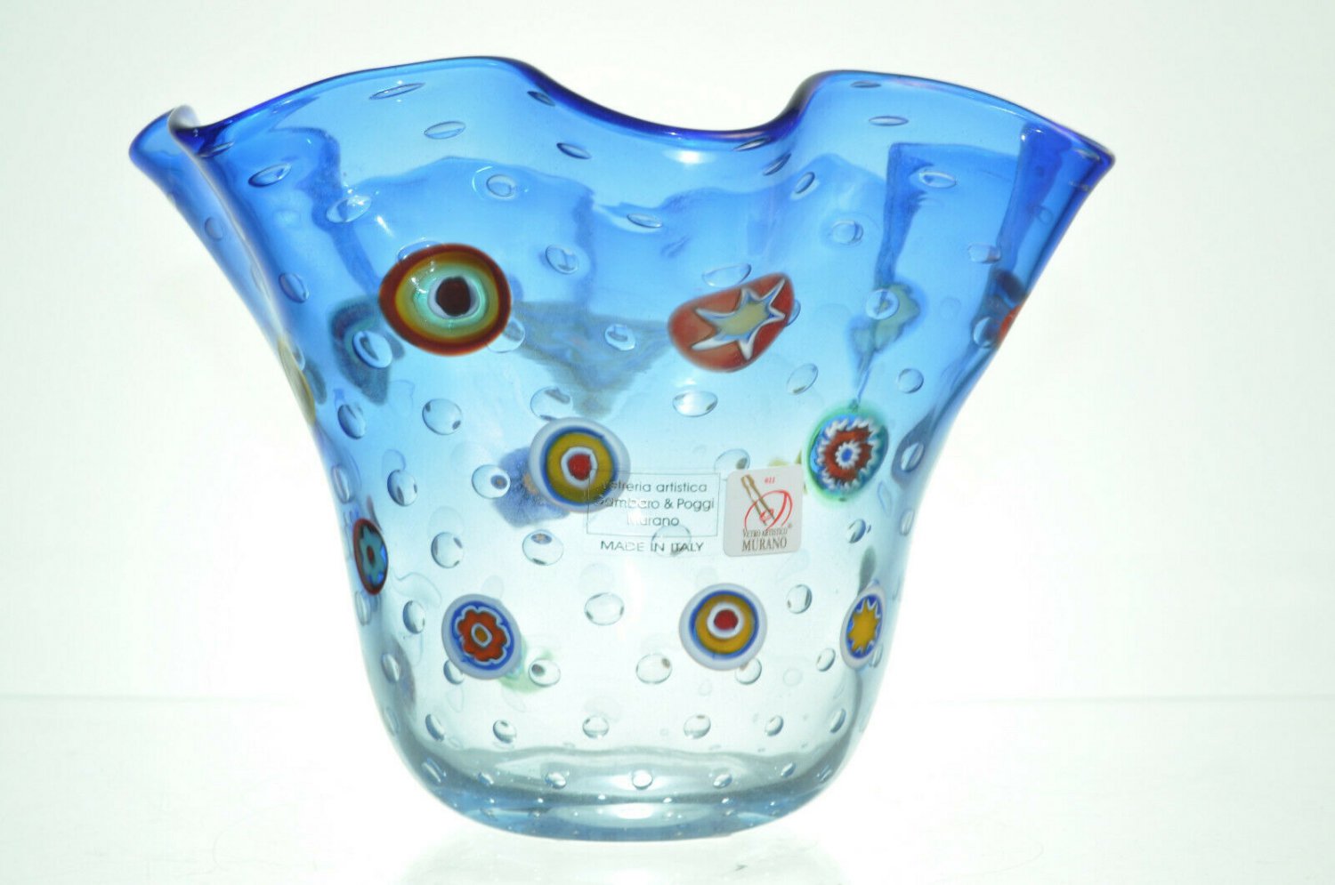 MURANO Art Glass Gambaro & Poggi Handkerchief Murrine Millefiori Blue ...