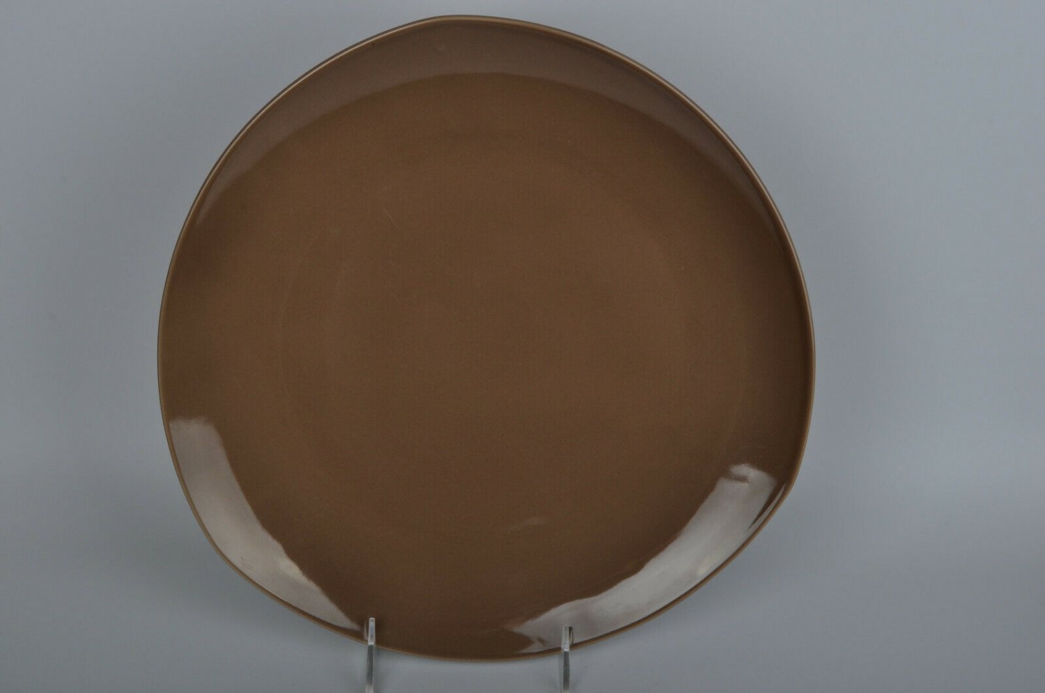 NAMBE Stoneware Tri Corner Espresso Brown Dinner Plate Set/4 New
