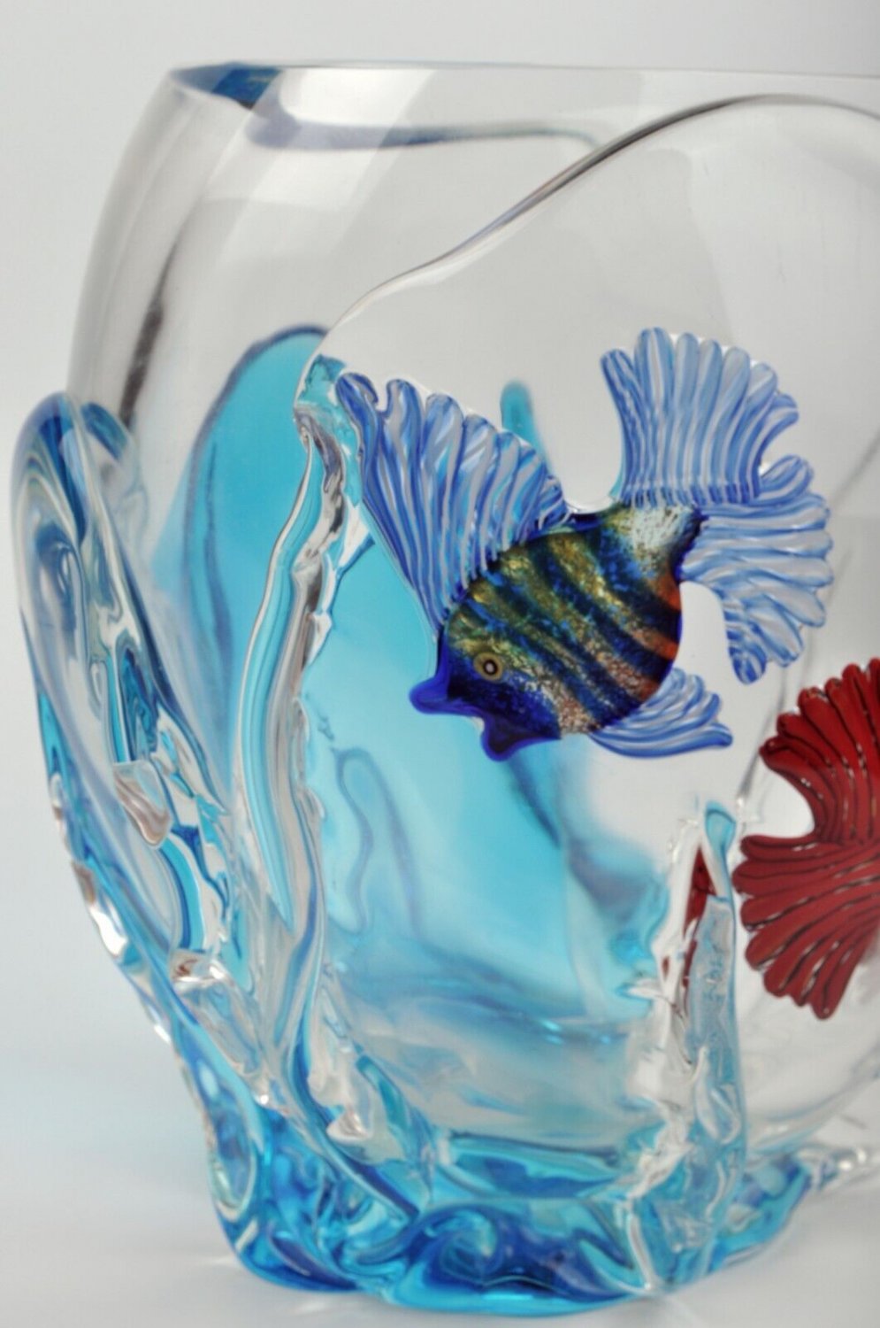 MURANO Art Glass Aquarium Fish Vase by SEGUSO VIRO Italy Signed New