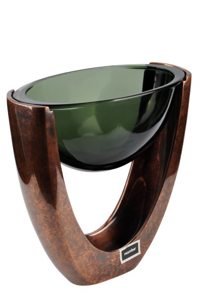 NAMBE Heritage Collection Pebble Glass Bowl On Metal Tall Base by Neil ...