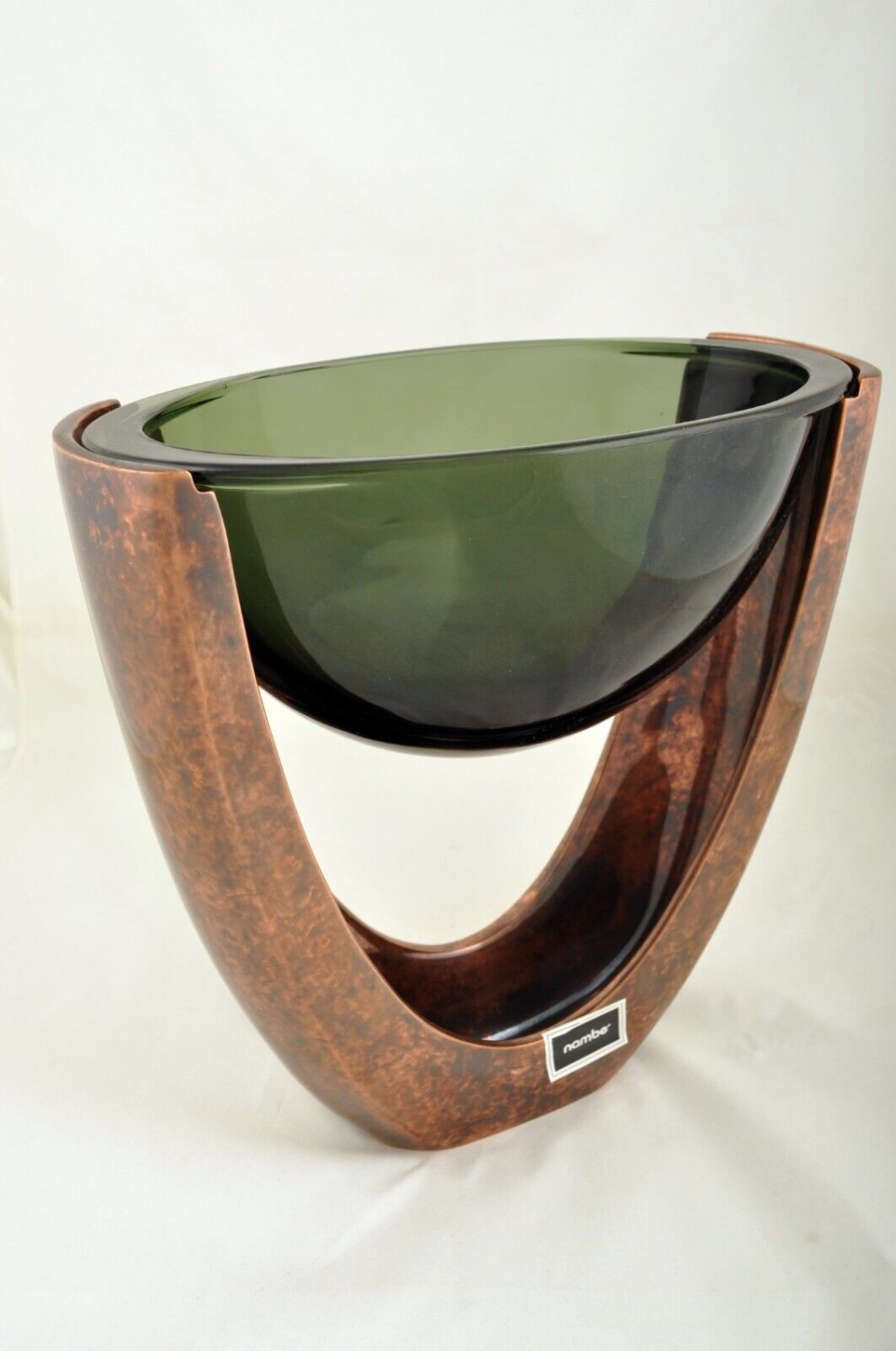 NAMBE Heritage Collection Pebble Glass Bowl On Metal Tall Base by Neil ...