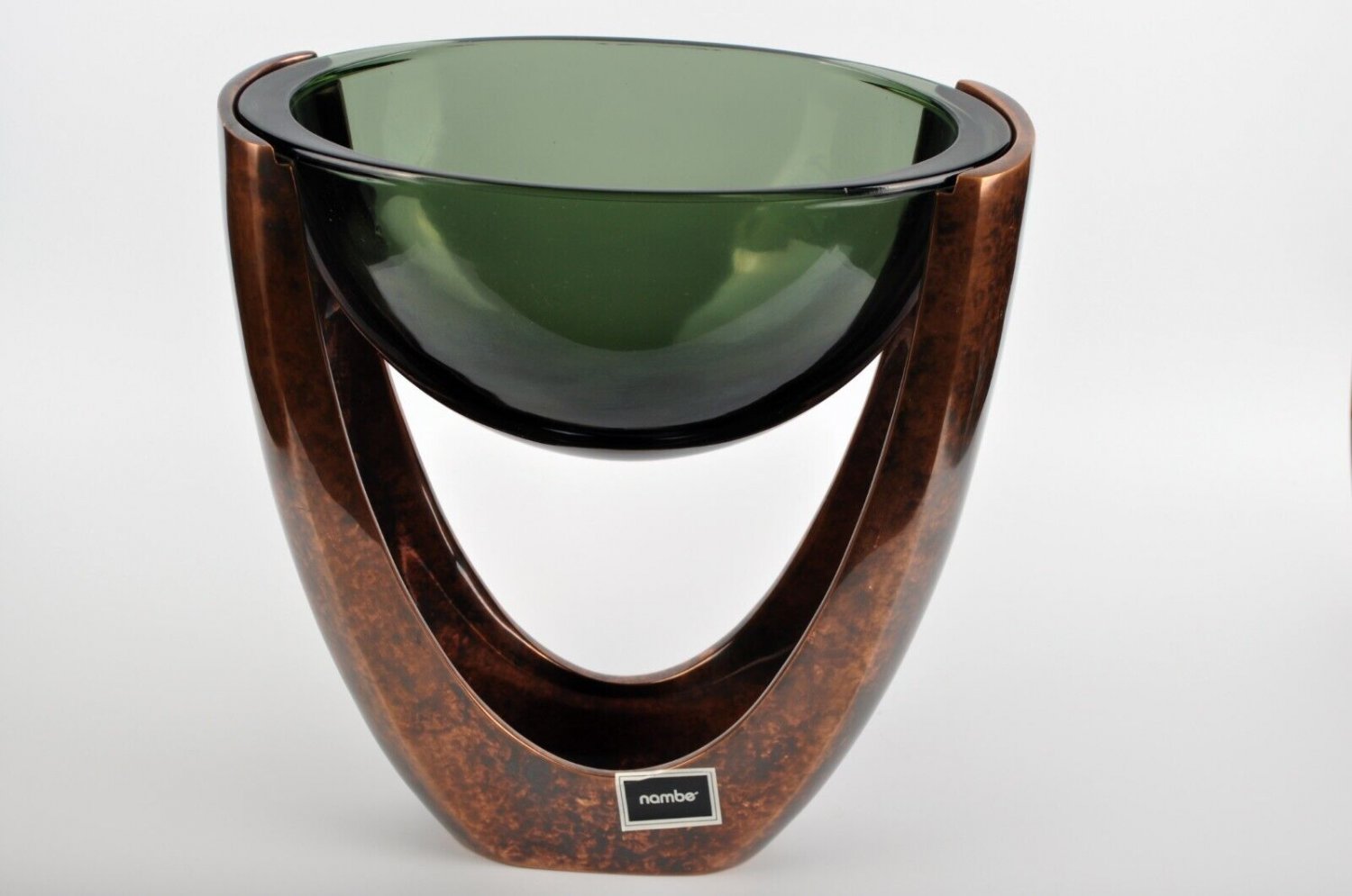 NAMBE Heritage Collection Pebble Glass Bowl On Metal Tall Base by Neil ...