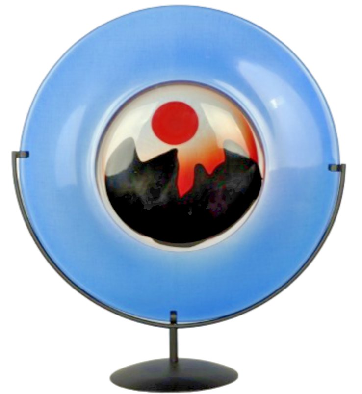 MURANO Art Glass Blue Landscape Disc/Sculpture by Formia Italy Hand ...