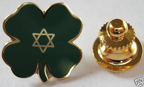 JEWISH LUCKY CLOVER Star of David Jew TIE LAPEL PIN