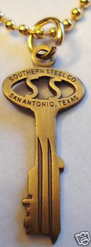 SOUTHERN STEEL CO KEY Folger Jail Prison Cell PENDANT
