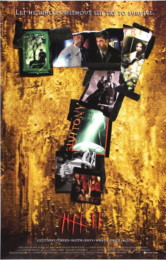 Seven Year 1995 Style E Movie Poster 13x19 inches