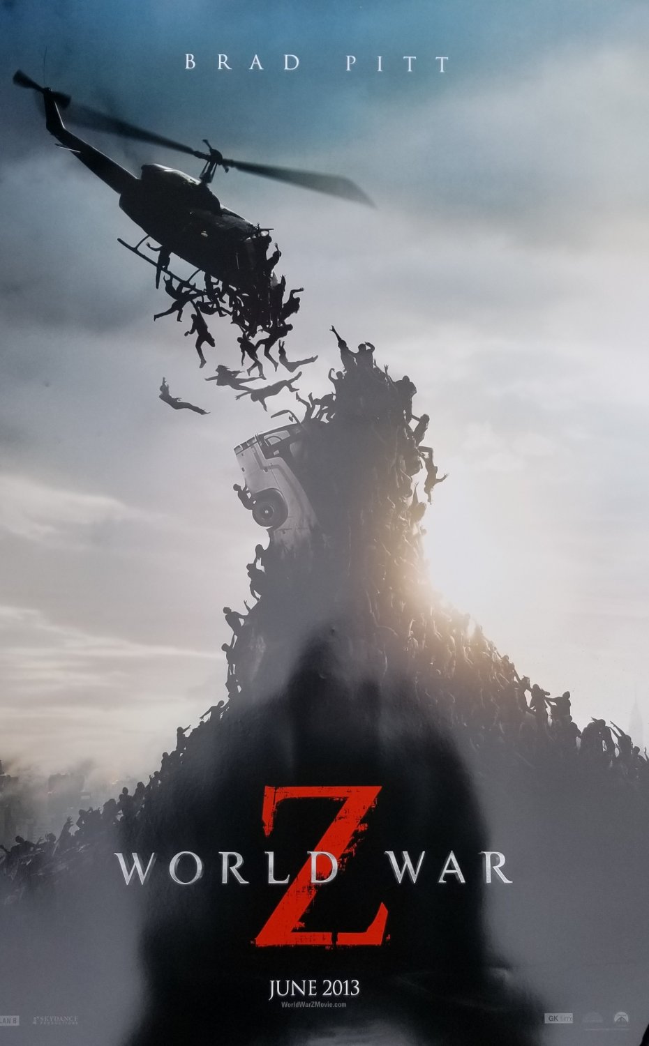 World War Z Advance Movie Poster Double Sided Original 27 X40 (Blue ...