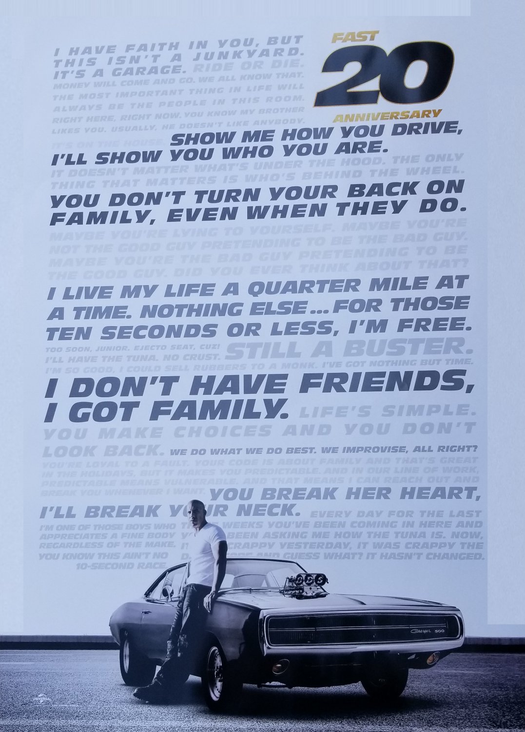 Fast 20th Anniversary Fast & Furious Original Movie Poster Double Sided ...