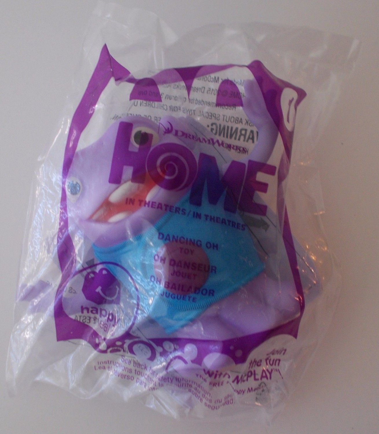 McDonalds Dreamworks Home Dancing Oh purple figure 2015 NIP New MIB #1