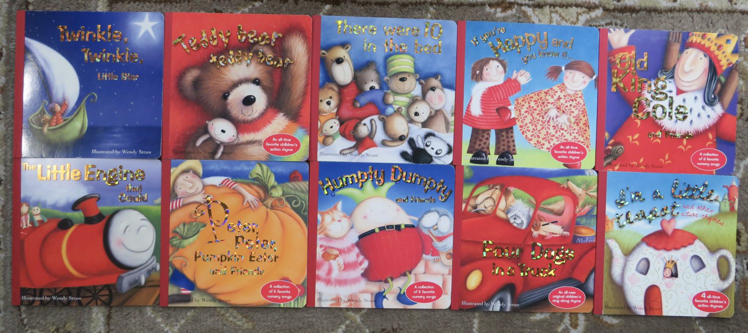 10 Wendy Straw books Humpty Dumpty, Four Dogs in a Truck, Old King Cole