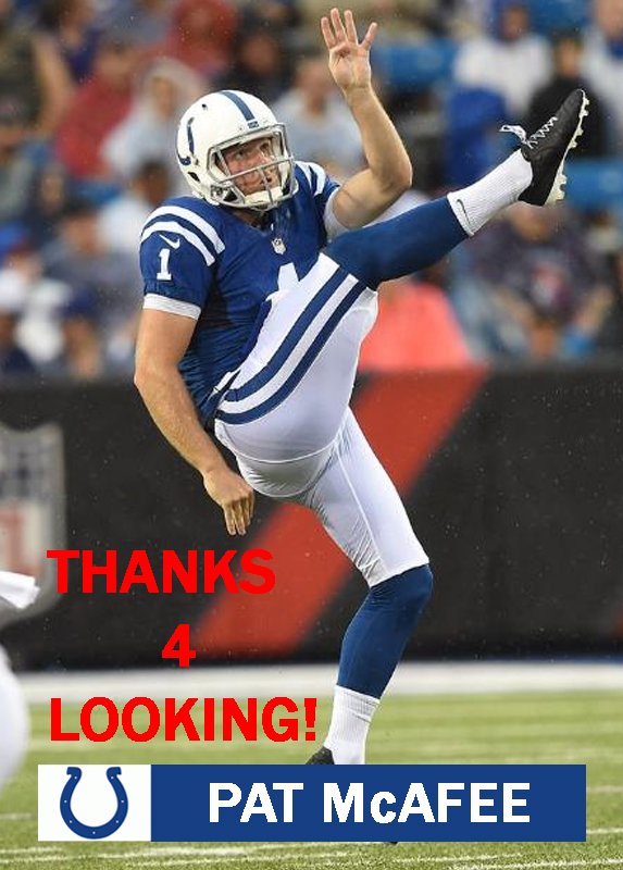 PAT McAFEE 2016 INDIANAPOLIS COLTS FOOTBALL CARD PAT McAFEE 2016 INDIANAPOLIS COLTS FOOTBALL CARD