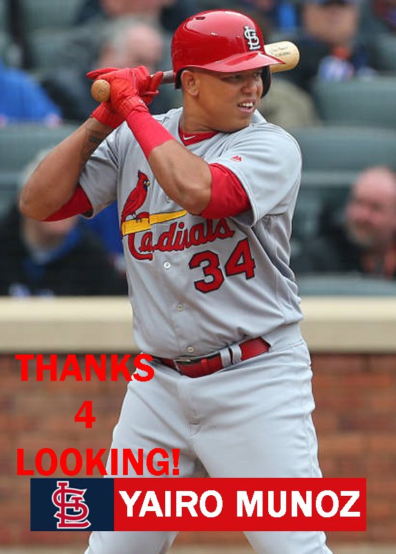 YAIRO MUNOZ 2018 ST. LOUIS CARDINALS BASEBALL CARD YAIRO MUNOZ 2018 ST. LOUIS CARDINALS BASEBALL CARD