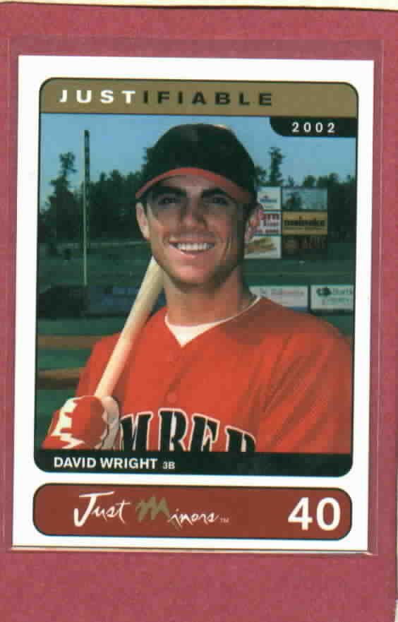 2002 Just Ifiable Minors David Wright ROOKIE New York Mets # 40