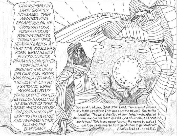 Small Bible original art Moses and Angel