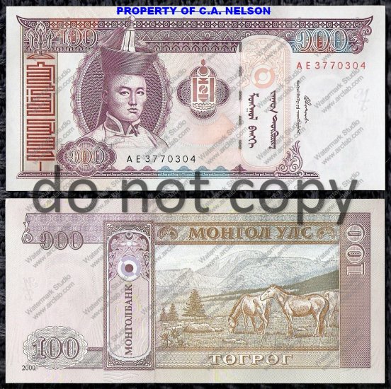 Mongolia 100 Tugrik Foreign Paper Money Banknote