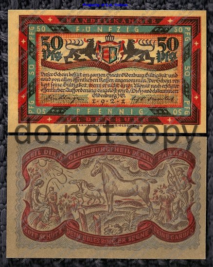 German Notgeld 50 Pfennig Foreign Paper Money 1921 Horse