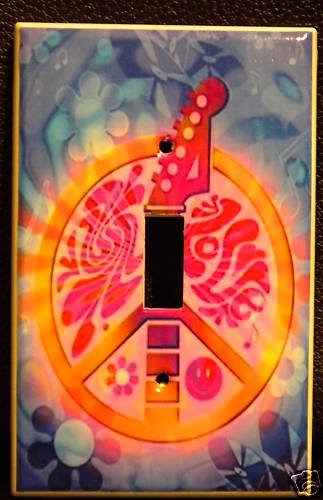 GUITAR PEACE SIGN LIGHT SWITCH COVER Flowers CUTE!