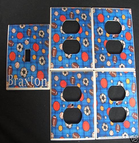 SPORTS LIGHT SWITCH & OUTLET COVERS * Personalized CUTE