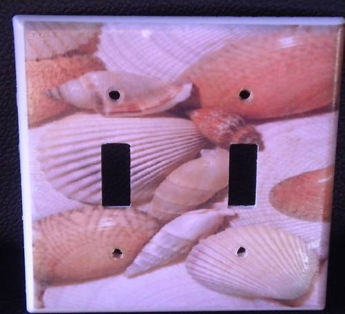 SEASHELLS DOUBLE LIGHT SWITCH COVER LOOK Beach Seashell